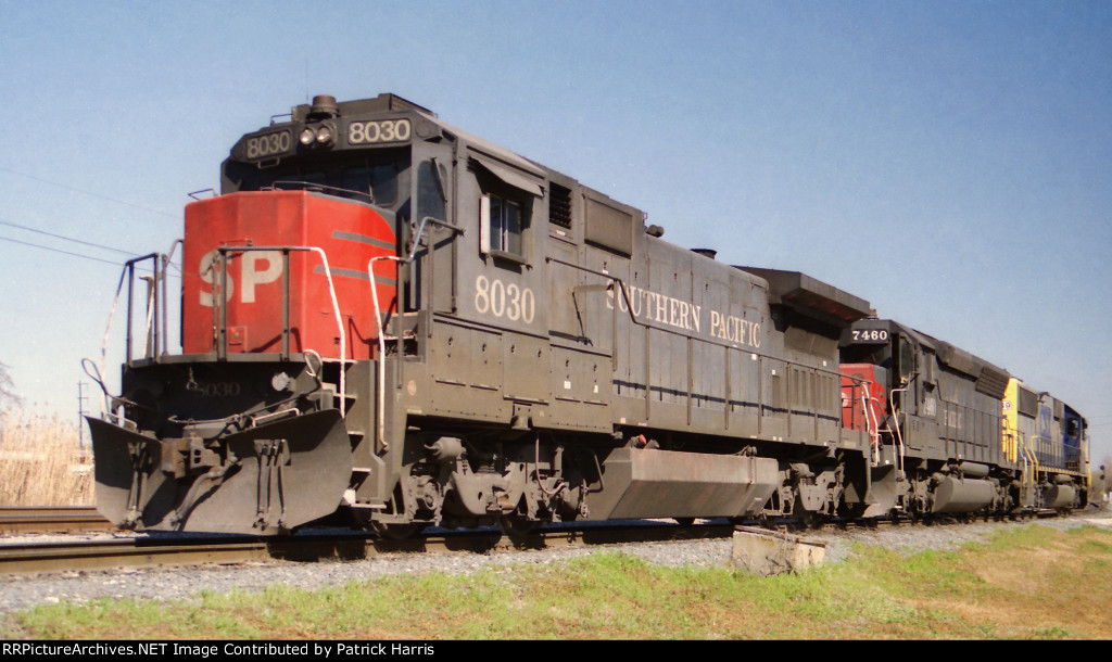 SP 8030 B40-8 with SP 7460 X-SP 8861 SD45R rebuilt from SD45 and CSX 8549 x-SBD 8549 SD50 in a ...